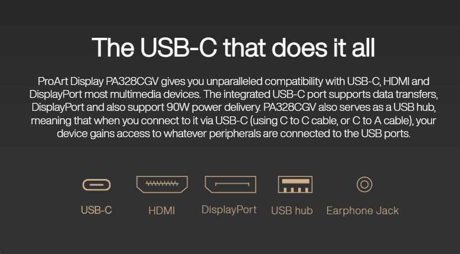 ASUS LCD 32" PA328CGV 2560x1440 ProArt DP HDMI USB-C VESA 100x100 PIVOT ...